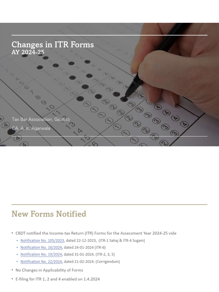 Changes in ITR 2024-25AY | PDF | Tax Deduction | Taxes
