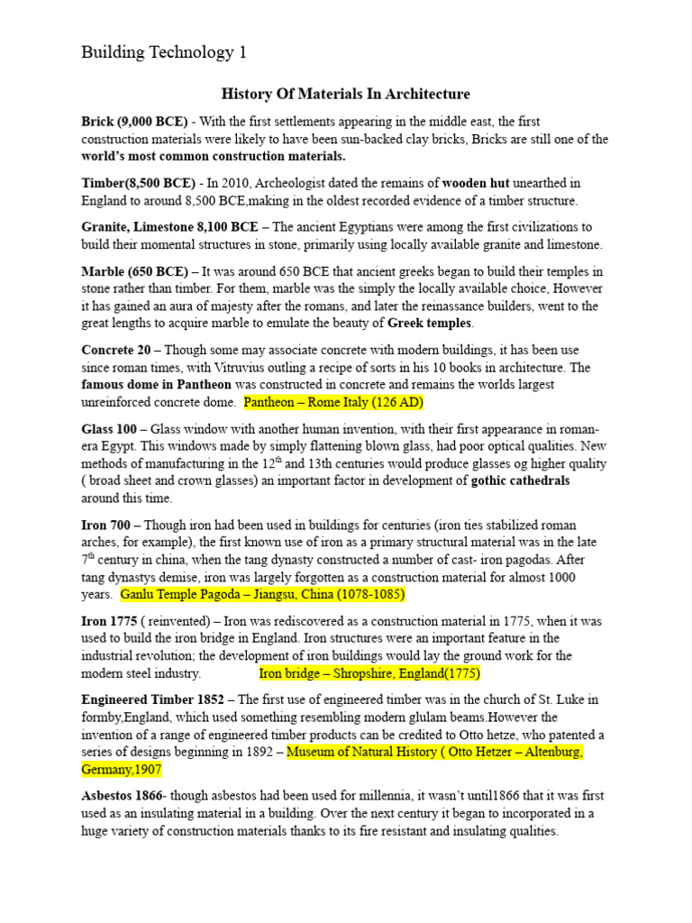 History of Materials in Architecture | PDF | Brick | Ancient Egypt