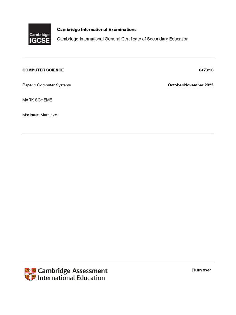 Computer Science Mark Scheme 2023 | PDF | Computer Data Storage | Router (Computing)