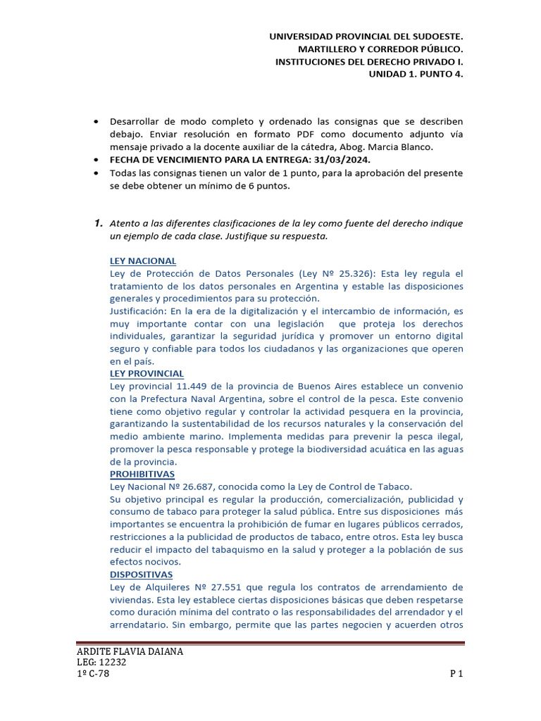 Trabajo Practico #2 Derecho Privado I | PDF | Derecho penal | Derecho laboral