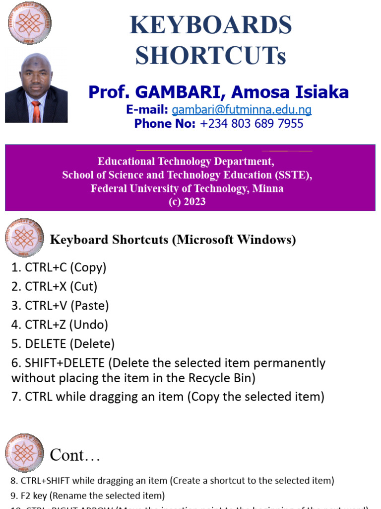EDT 511 Keyboard Shortcuts | PDF | Computer Keyboard | Window (Computing)