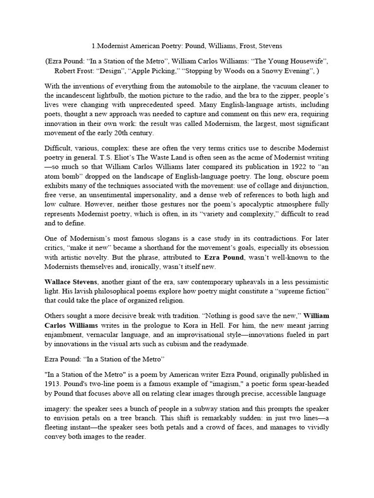 Modernist Poetry Insights | PDF | Poetry | Modernism