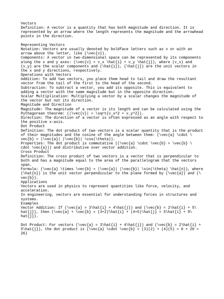 Math - Vectors | PDF | Euclidean Vector | Norm (Mathematics)