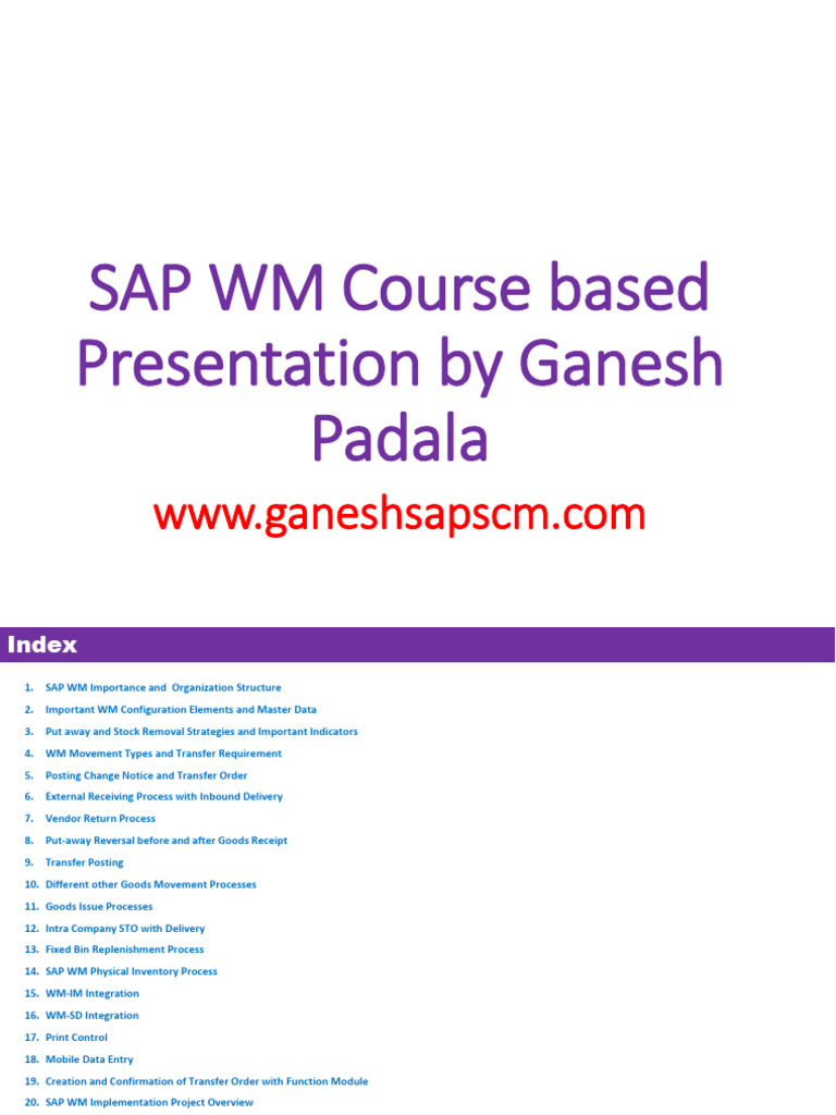 SAP WM Final Presentation - 30.10.2019 | PDF | Warehouse | Inventory