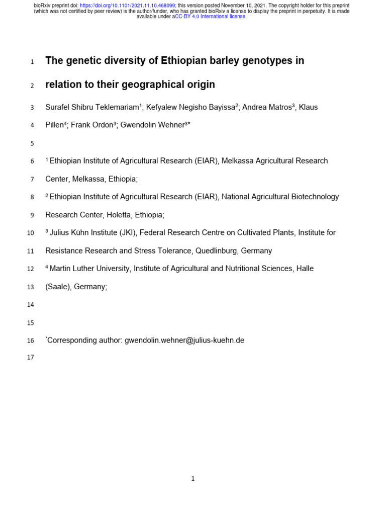 2021 11 10 468099v1 Full | PDF | Single Nucleotide Polymorphism ...