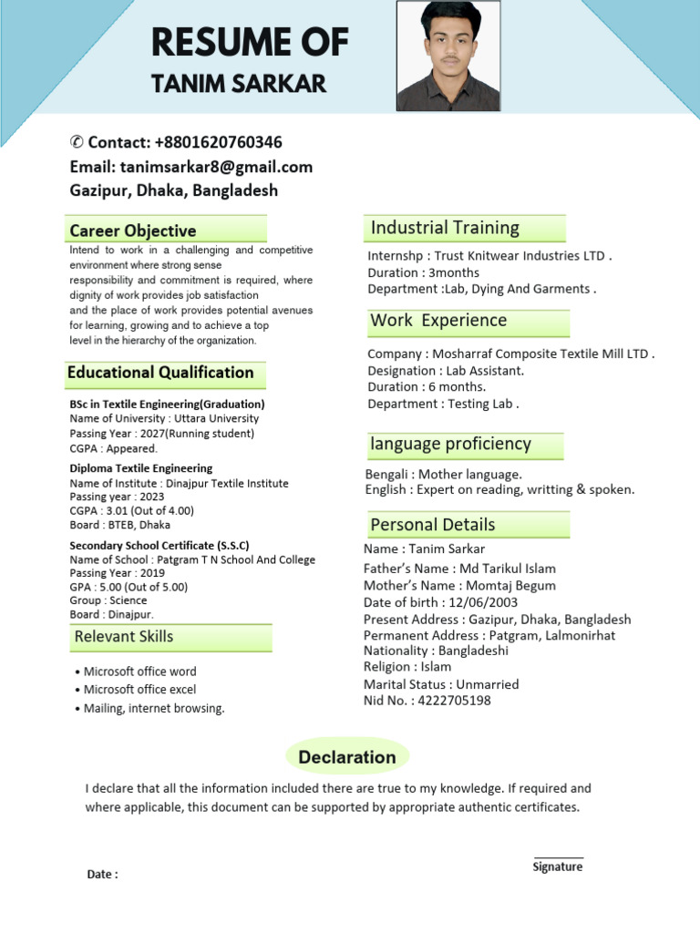 Tan Im Sarkar CV | PDF