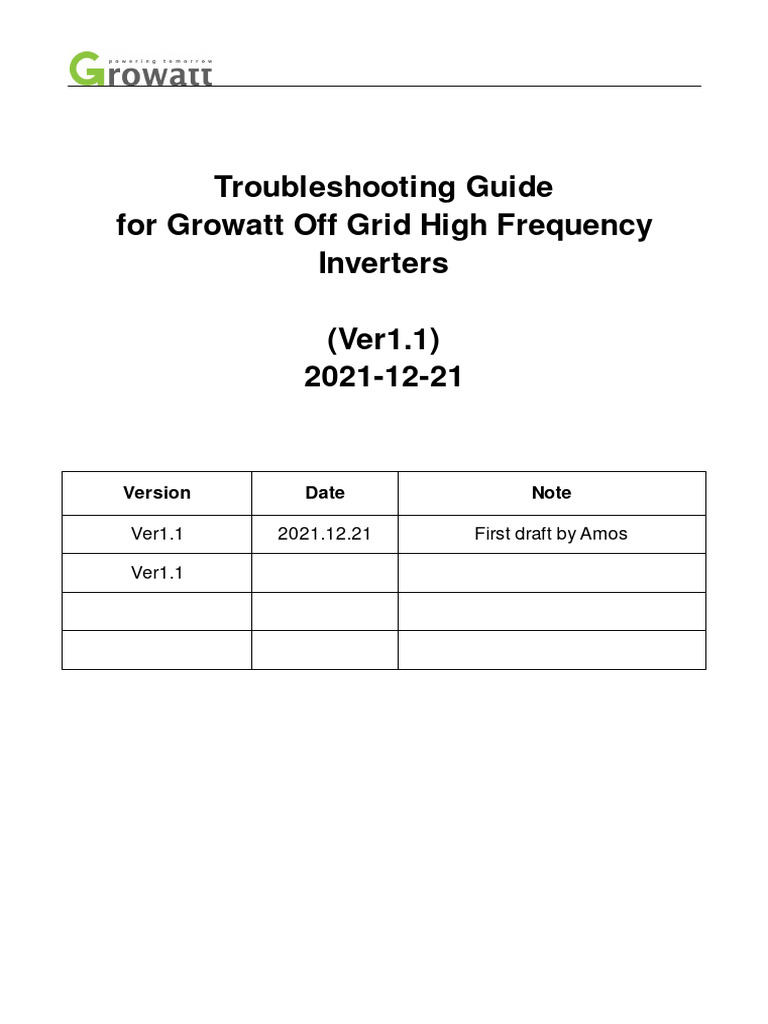 Troubleshooting Guide For Growatt Off Grid SPF | PDF | Power Inverter ...