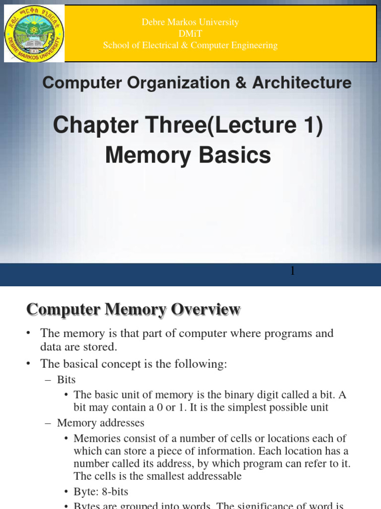 Chapter 3 Lecture 1 | PDF | Computer Data Storage | Random Access Memory Chapter 3 Lecture 1 | PDF | Computer Data Storage | Random Access Memory