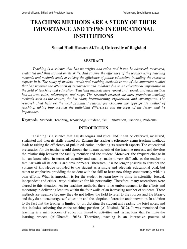 Teaching Methods Are A Study of Their Importance and Types in ... Teaching Methods Are A Study of Their Importance and Types in ...