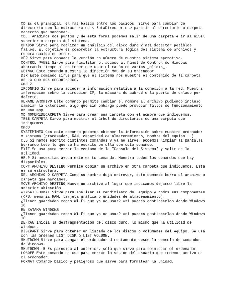 Commandos de CMD y Powershell | PDF | Archivo de computadora | Interfaz de línea de comando