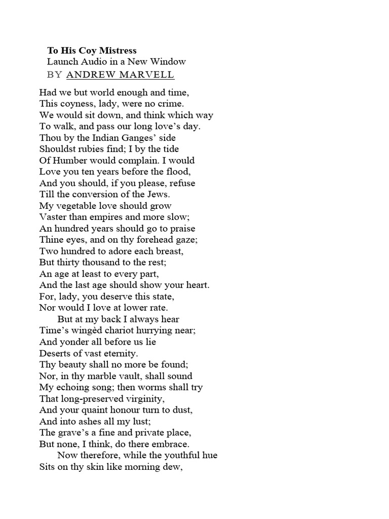 To His Coy Mistress | PDF