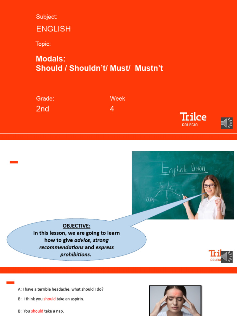 ING - 2° - Modal Verbs - Should Vs Must (Classroom) | PDF
