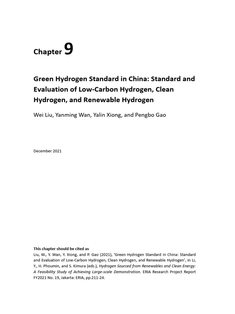 15 - Chapter 9 Green Hydrogen Standard in China - Standard and ... 15 - Chapter 9 Green Hydrogen Standard in China - Standard and ...