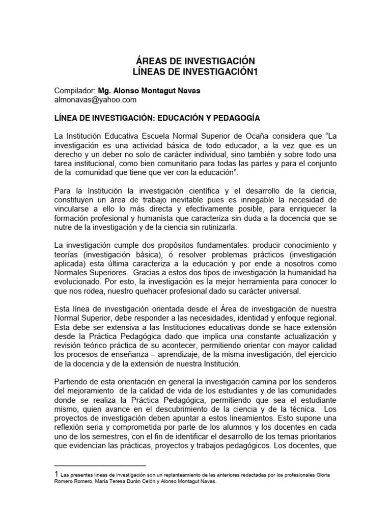 Linea de Investigación PFC Educación y Pedagogía | PDF | Plan de estudios | Pedagogía