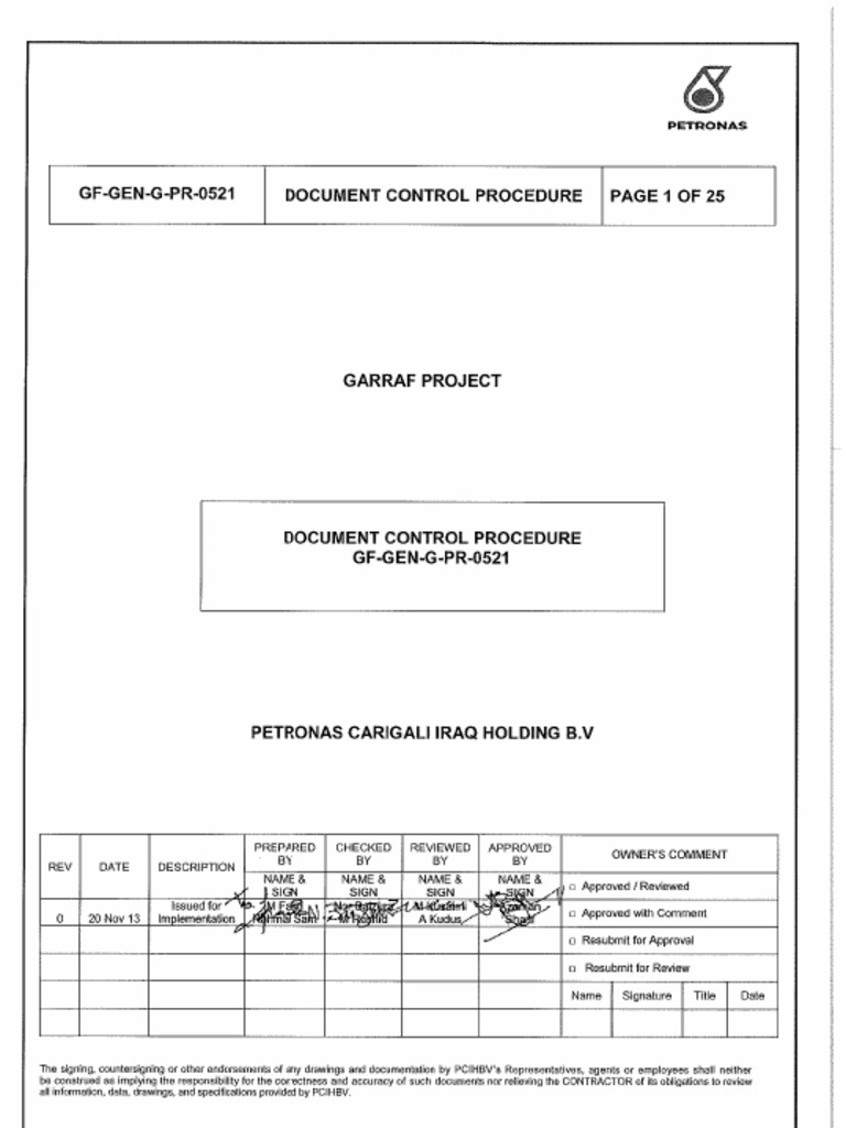 Gf Gen G Pr 0521 Document Control Procedure Rev 0 Pdf Quality Assurance Instrument Flight
