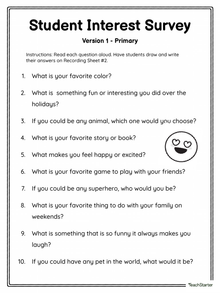 Student Interest Survey for All Ages | PDF | Career & Growth | Wellness