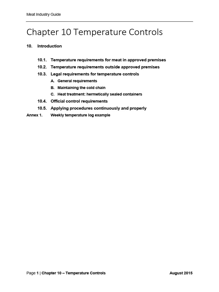 Chapter10 Temperature Controls | PDF | Foodborne Illness | Meat