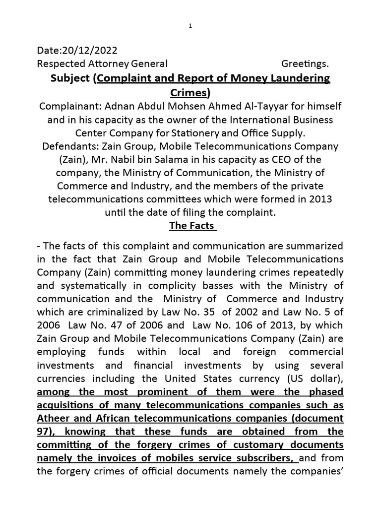 Complaint Translation | PDF | Forgery | Fraud