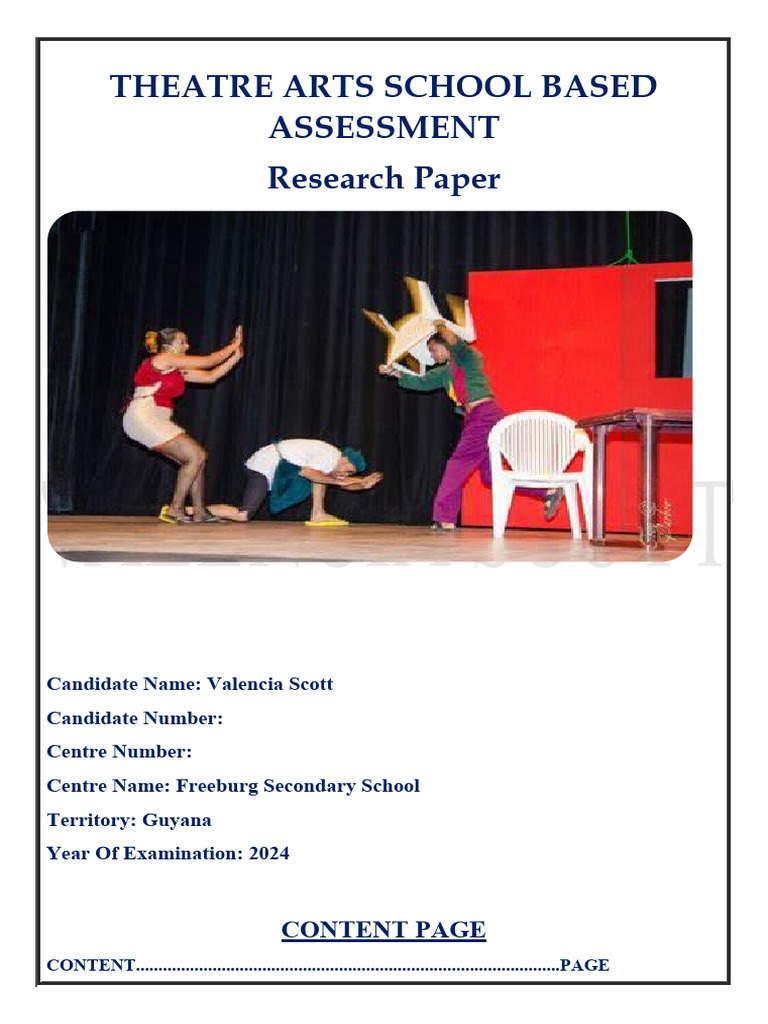 Theatre Arts School Based Assesment | PDF | Performing Arts | Entertainment Theatre Arts School Based Assesment | PDF | Performing Arts | Entertainment