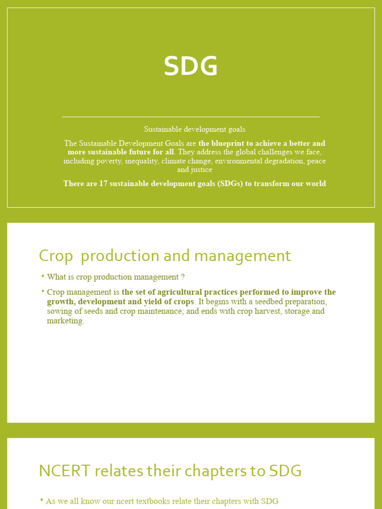 SDGs in Crop Management | PDF