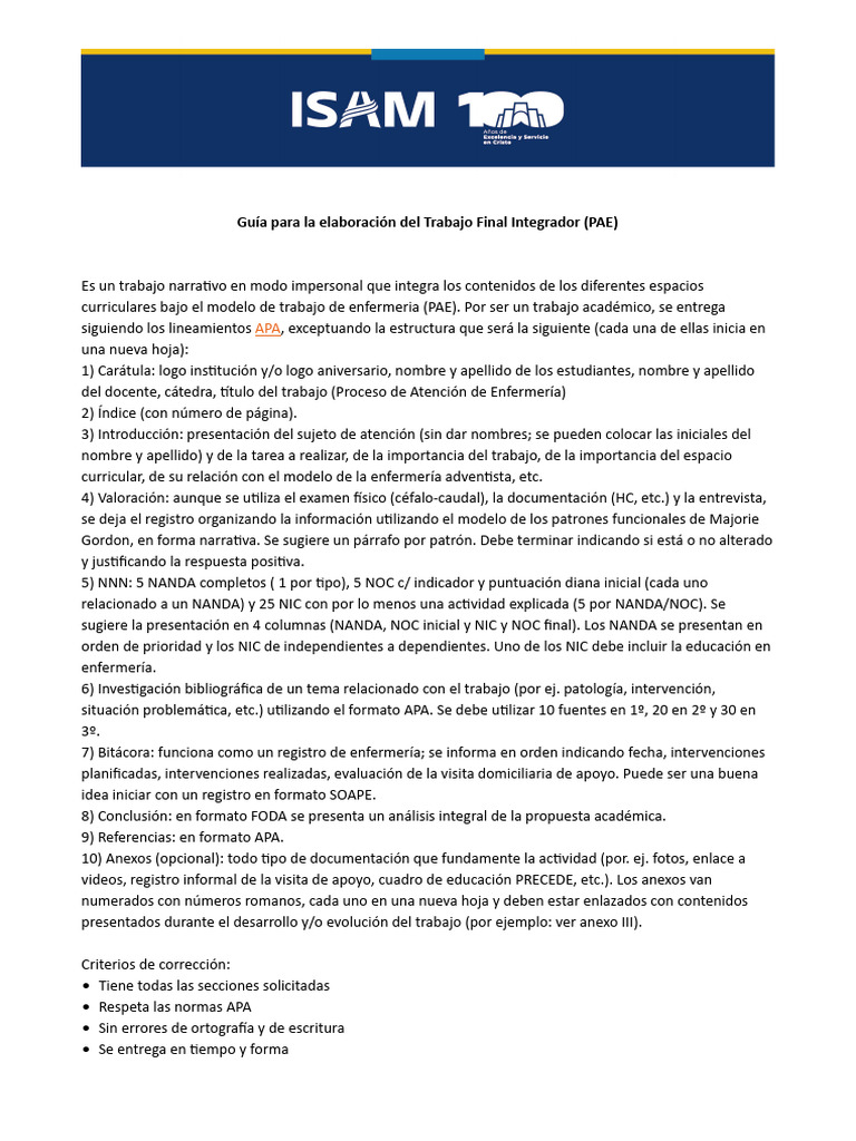 Guía Trabajo Práctico Final Integrador (PAE) | PDF