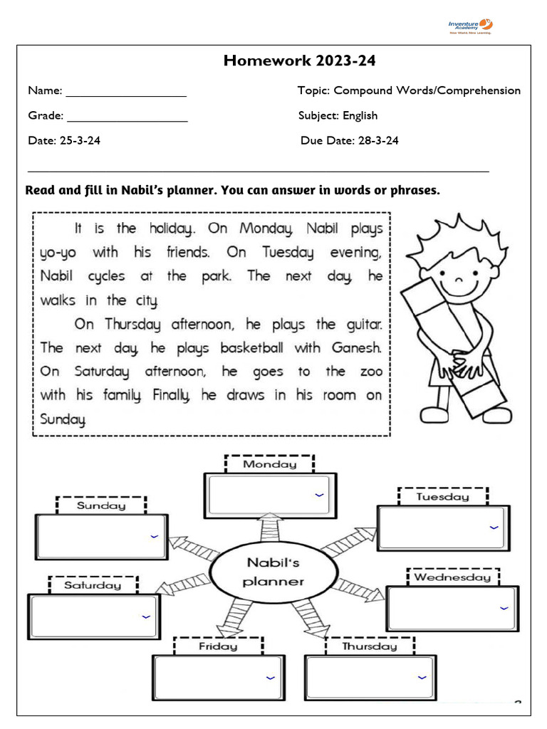 English Homework Planner | PDF