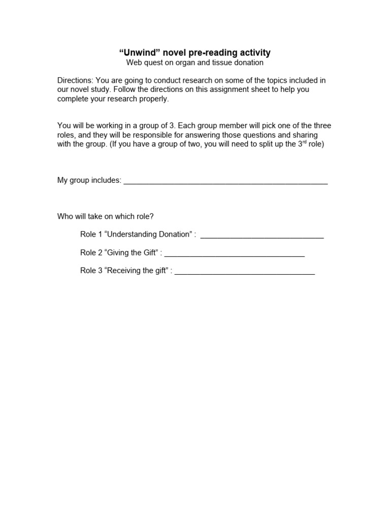 Organ Donation Web Quest Activity | PDF | Organ Donation | Organ ...