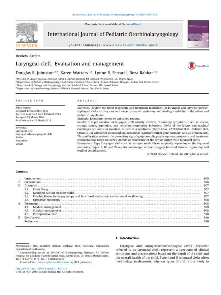 Laryngeal cleft Evaluation and management | PDF | Gastroesophageal ...