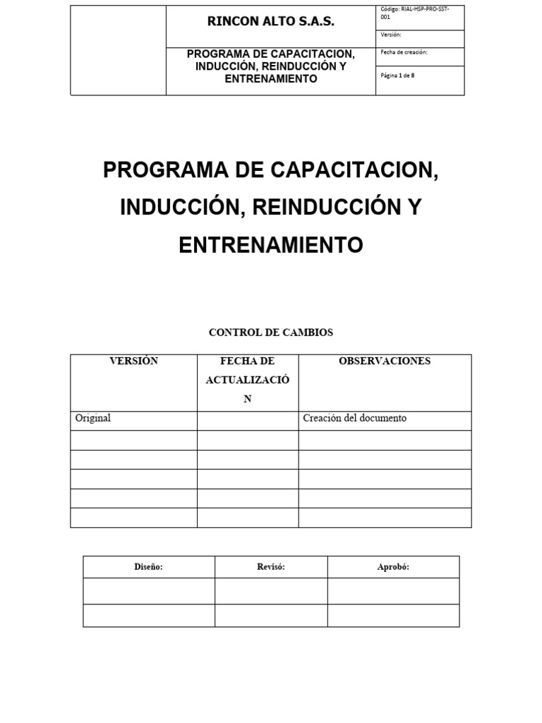 Programa de Capacitacion, Inducción y Reinducción | PDF | Creación de capacidad | Razonamiento ...