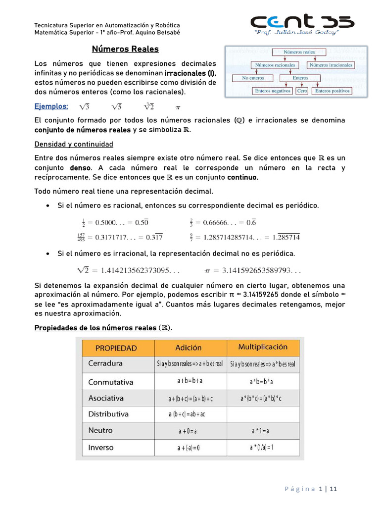 Unidad #1 (Primera Parte) Números Reales | PDF | Número Real | Números Unidad #1 (Primera Parte) Números Reales | PDF | Número Real | Números