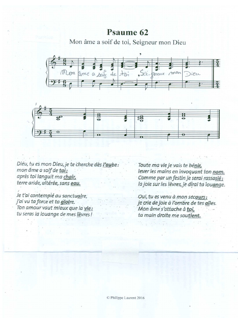 Psaume 62 Mon Ame A Soir de Toi Ph. L | PDF