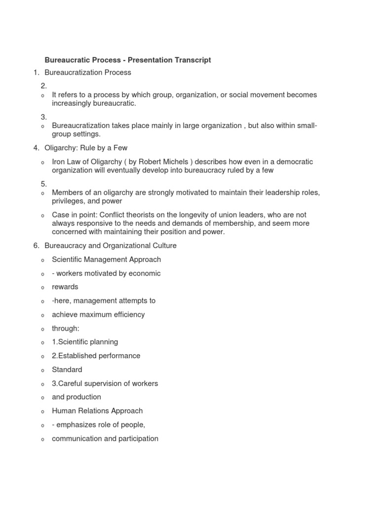 Bureaucratic Process | PDF | Goal | Bureaucracy