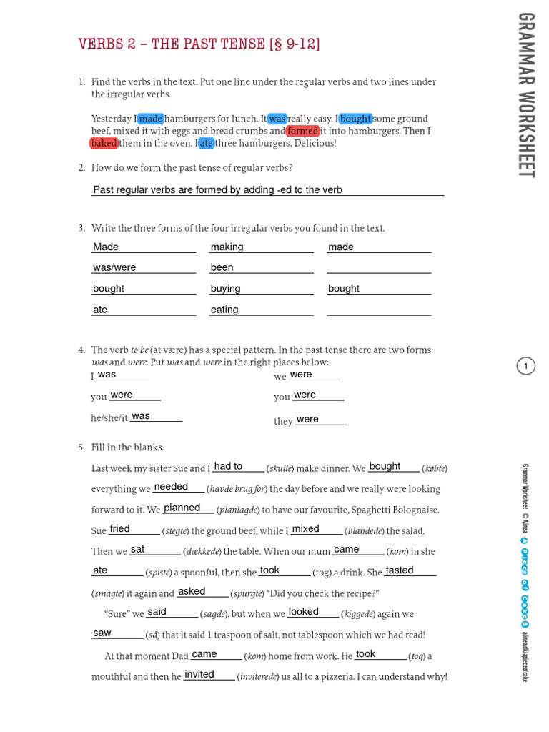 Verb2 Past Tense | PDF | Grammar | Linguistics