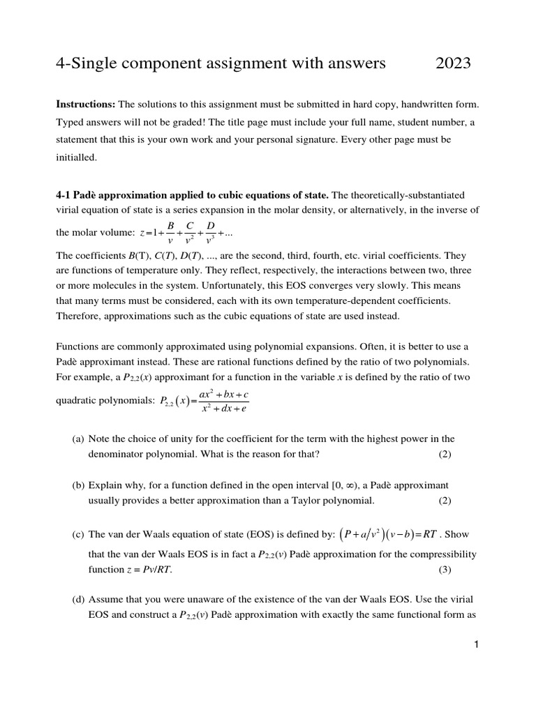 4-Single Component System Assignment | PDF | Polynomial | Equations