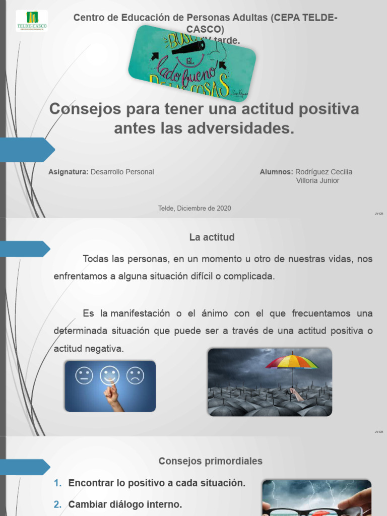 Actitud Positiva ante la Adversidad | PDF | Sicología | Ciencias del comportamiento