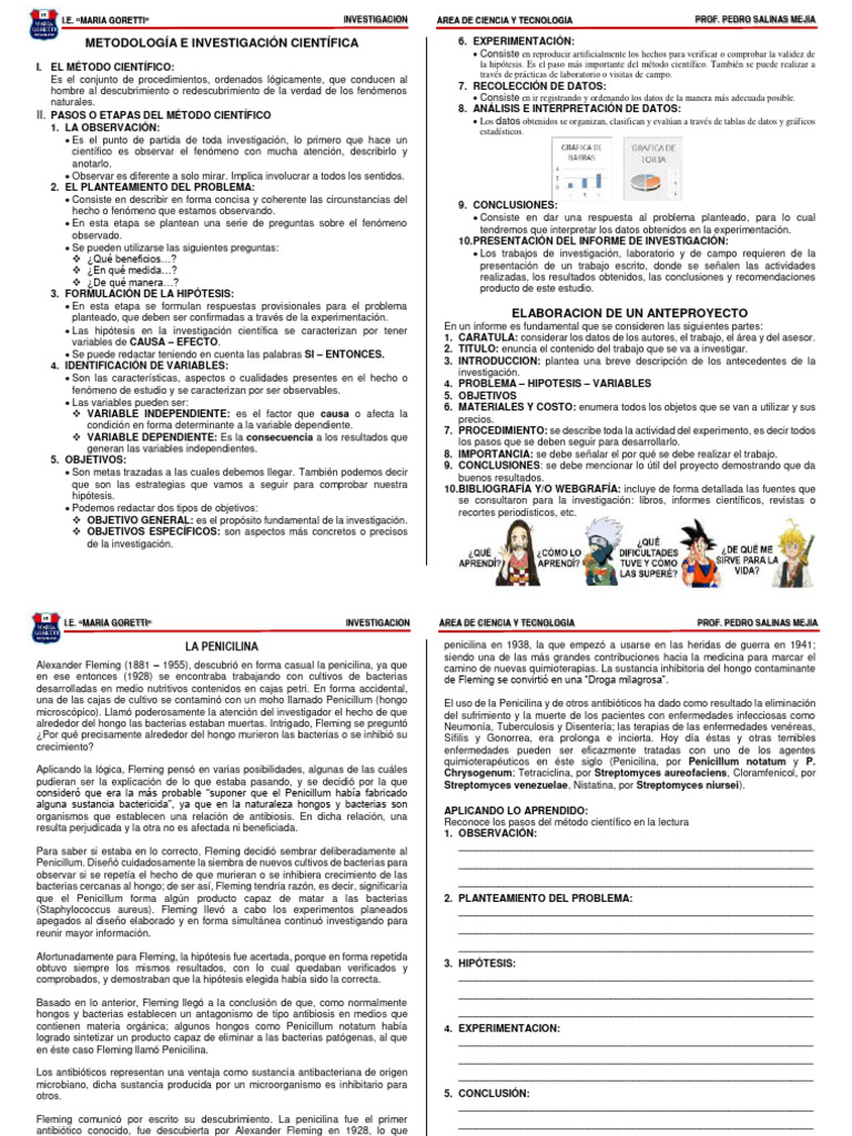 U1 - S1 - Aplicamos El Método Científico para Solucionar Problemas de Nuestro Entorno | PDF ...