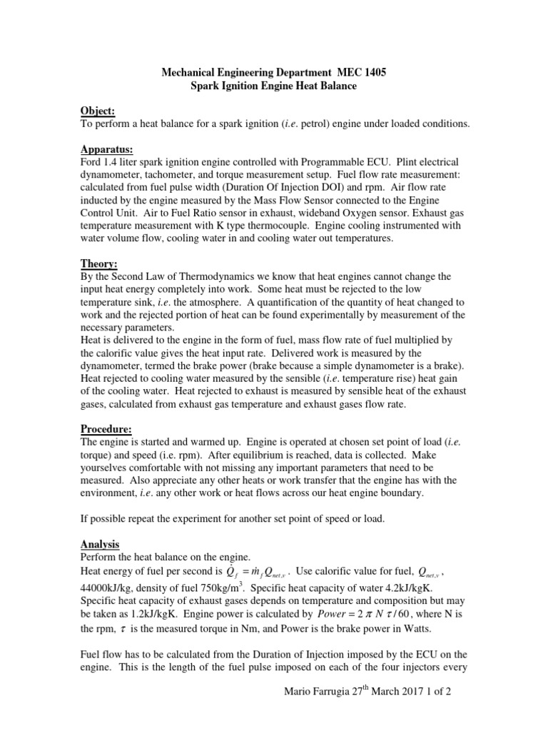 Petrol Engine Heat Balance Rev 4 | PDF | Heat | Engines