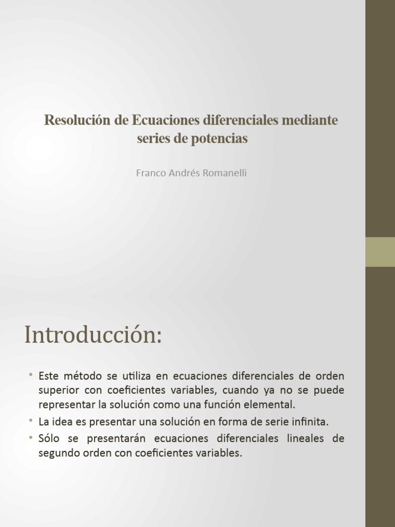 Presentacion Trabajo Romanelli. Sin Simu | PDF | Ecuaciones | Serie de potencia