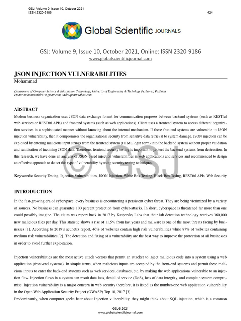 JSON Injection: Web Security Risks | PDF | Json | Security