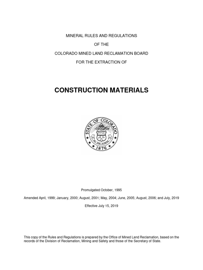 Mineral Rules and Regulations For The Extraction of Construction ...