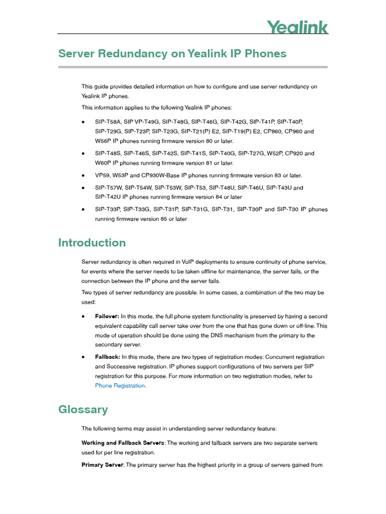 Server Redundancy On Yealink Ip Phones Pdf Domain Name System Session Initiation Protocol