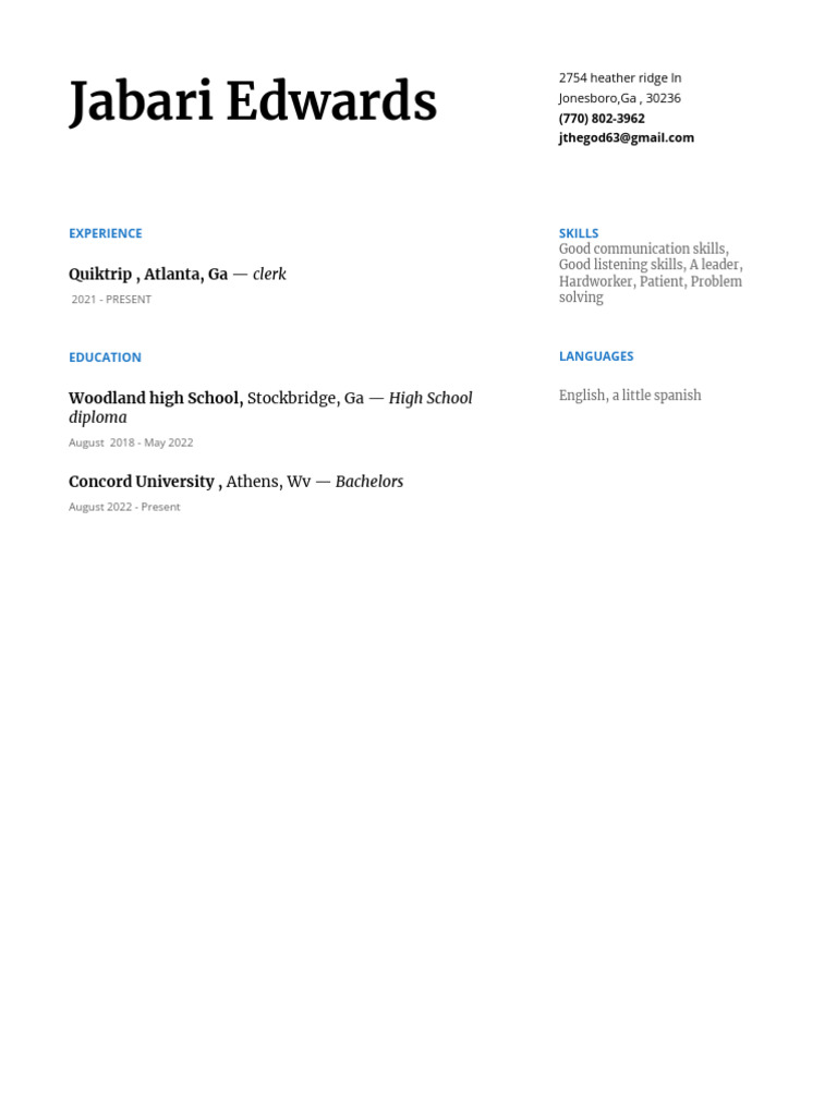 Jabari Edwards: Resume & Skills Overview | PDF