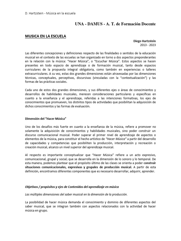 Educación Musical en la Escuela | PDF | Aprendizaje | Pensamiento