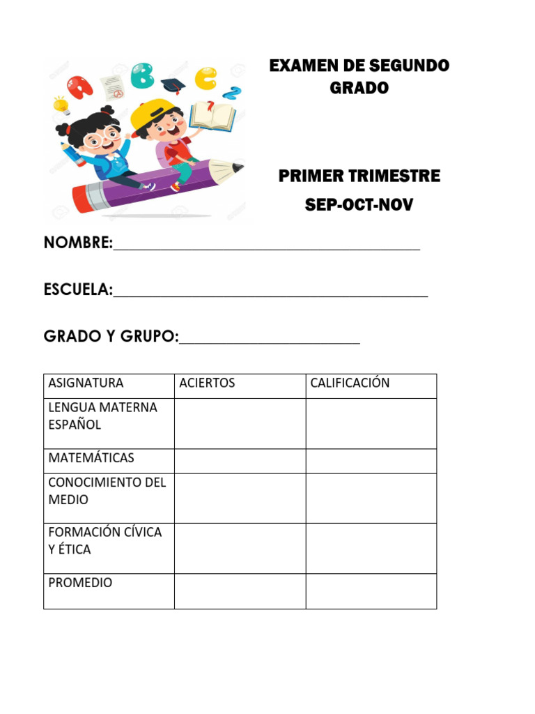 Examen Segundo Grado - Primer Trimestre | PDF | Tortuga | Tortuga marina