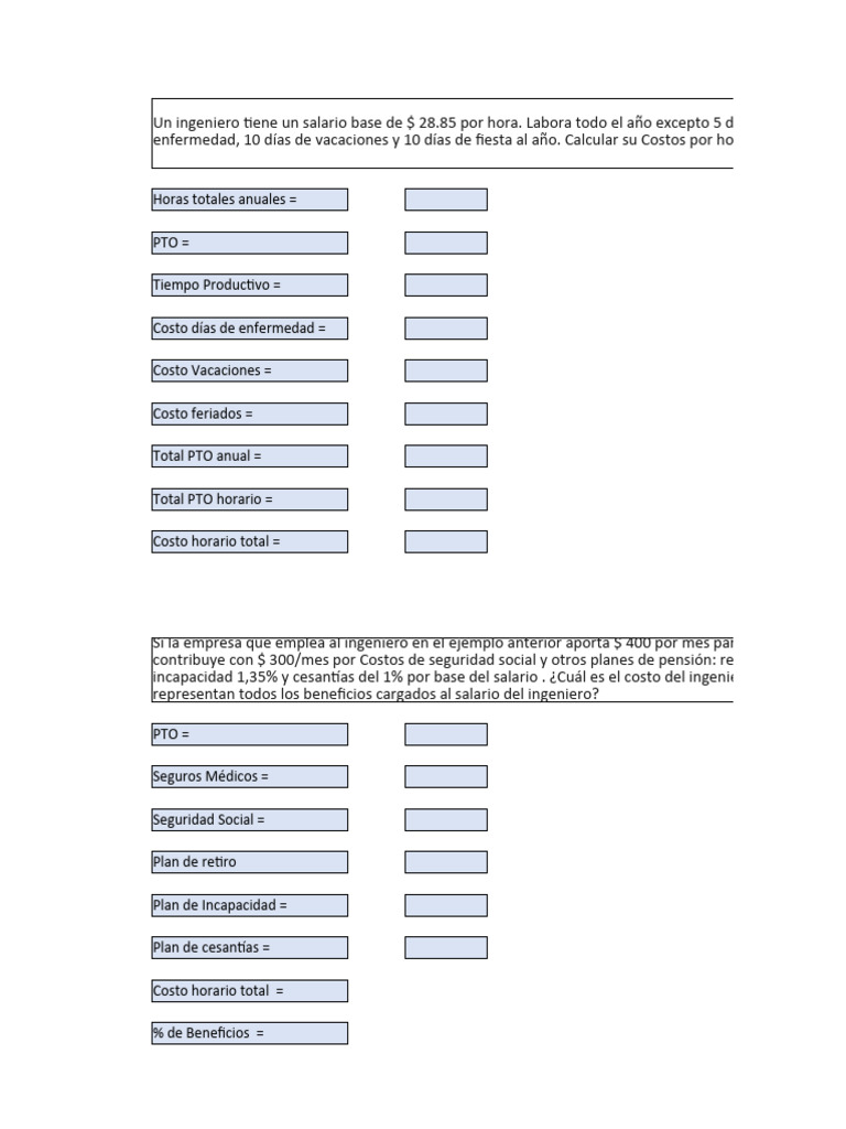 Ejercicios Elementos de Costos | PDF | Economias