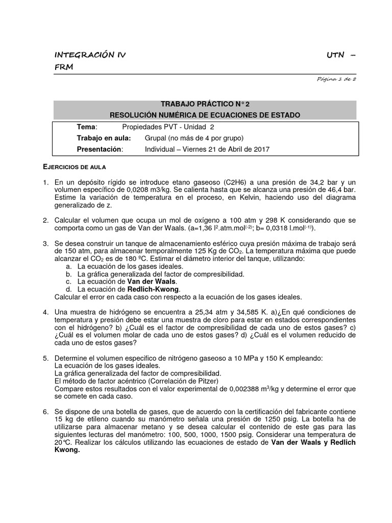 TP02 Eos 2017 | PDF | Gases | Mecánica