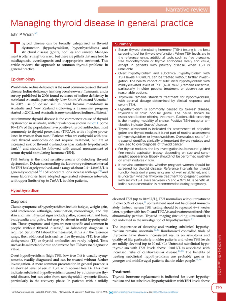 Managing Thyroid Disease in General Practice | PDF | Hypothyroidism ...