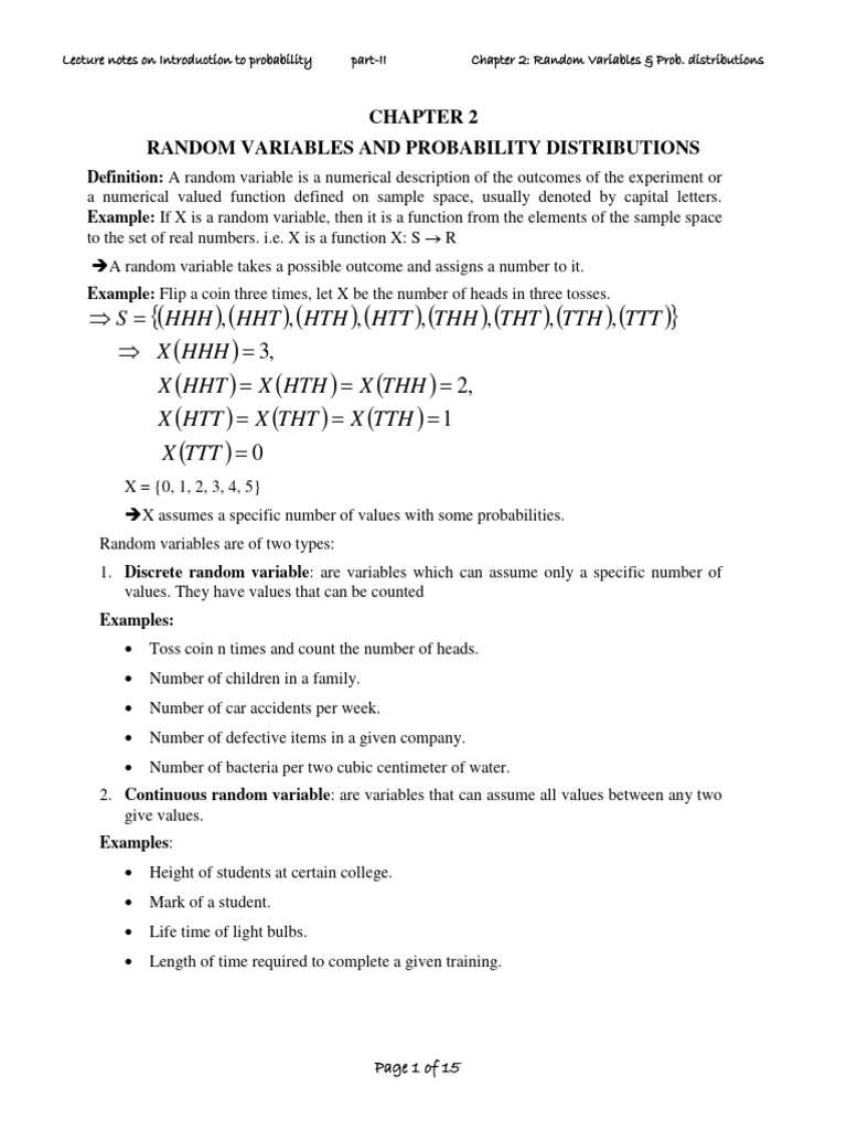 Chapter-2-Random Variables & Probability Distributions | PDF ...