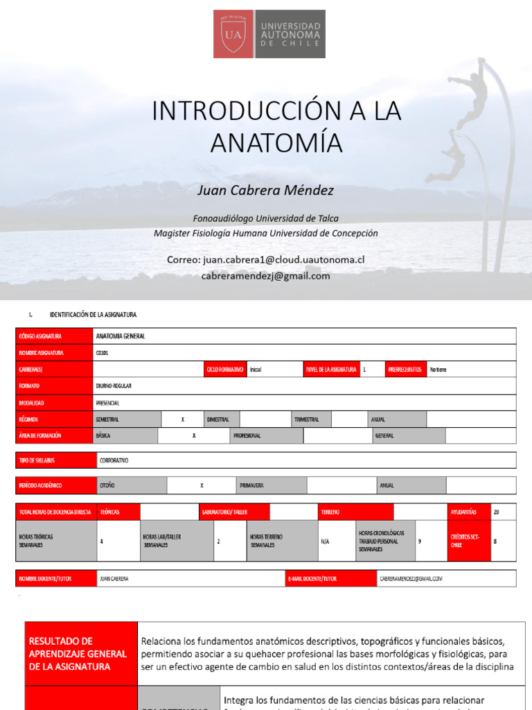 Clase 1 Anatomía UA | PDF | Términos anatómicos de ubicación | Anatomía