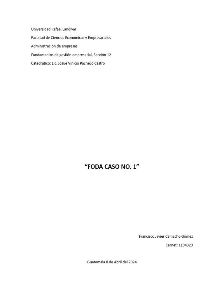 FODA CASO No. 1 Francisco Camacho | PDF | Business | Economias